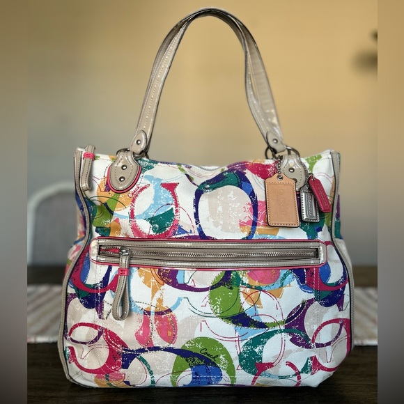 Coach | Bags | Coach Poppy C Hallie Eastwest Multicolor Large Tote ...